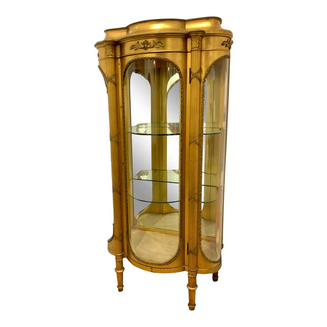 Antique Gold Guild Curio/Display Cabinet | Chairish