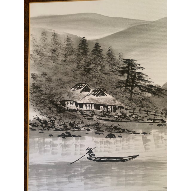 1980s Daiun Aoyagi "Suiboku Sansui" Shikishi Painting, Ink on Paper ...