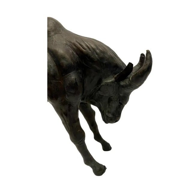 Vintage Leather Wrapped Bull Statue Figurine, Made in India | Chairish