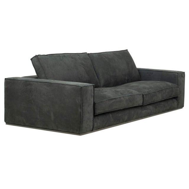 Slate Grey Nubuck Leather Sofa | Chairish