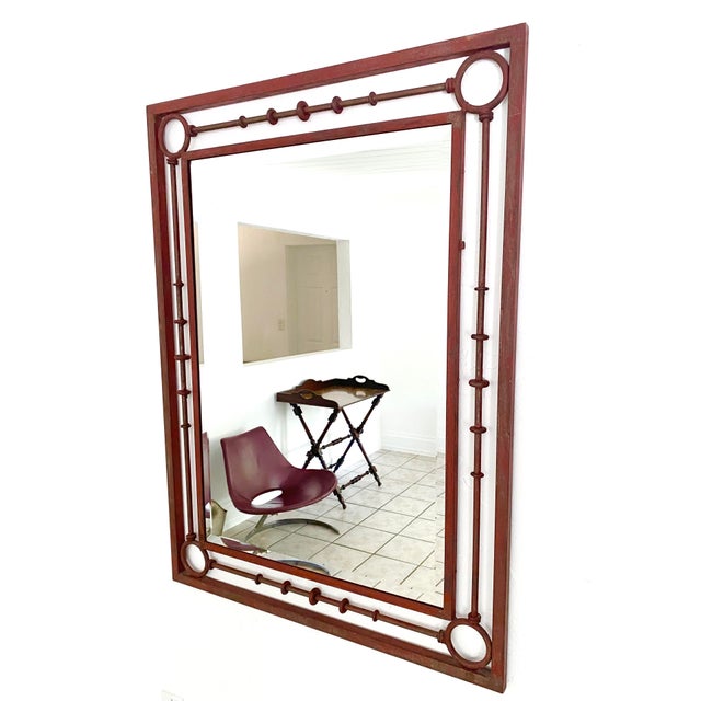1950s Burnt Sienna Wrought Iron Rectangular Wall Mirror | Chairish