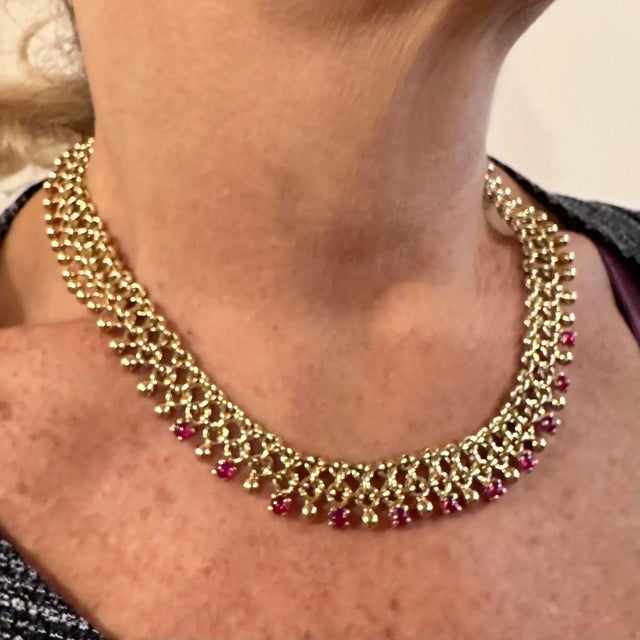 Vintage Tiffany & Co. 18k Yellow Gold Ruby Collar Necklace | Chairish