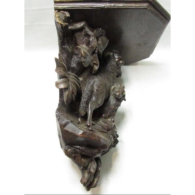Black Forest Carved Wood Ram and Ewe Wall Shelf | Chairish