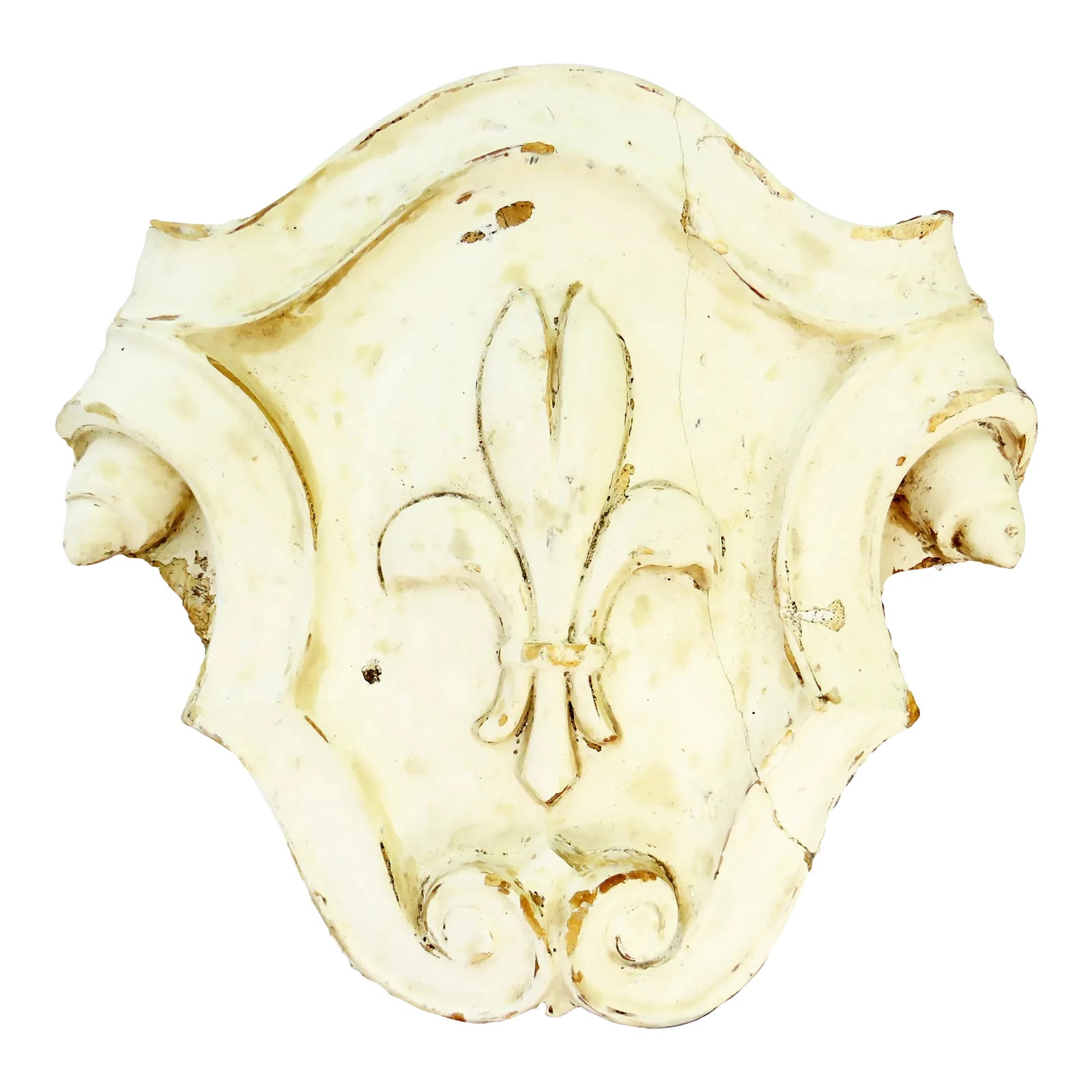 Antique French Fleur De Lys Crest Plaster Architectural Element | Chairish