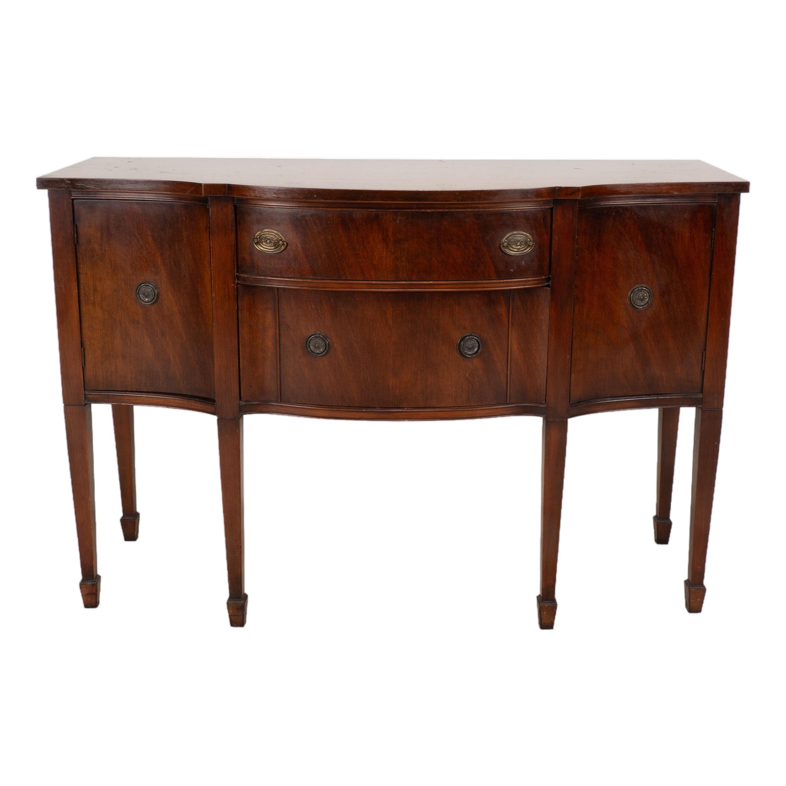 Vintage Mahogany Bow Front Buffet Server Hepplewhite Style Sideboard ...