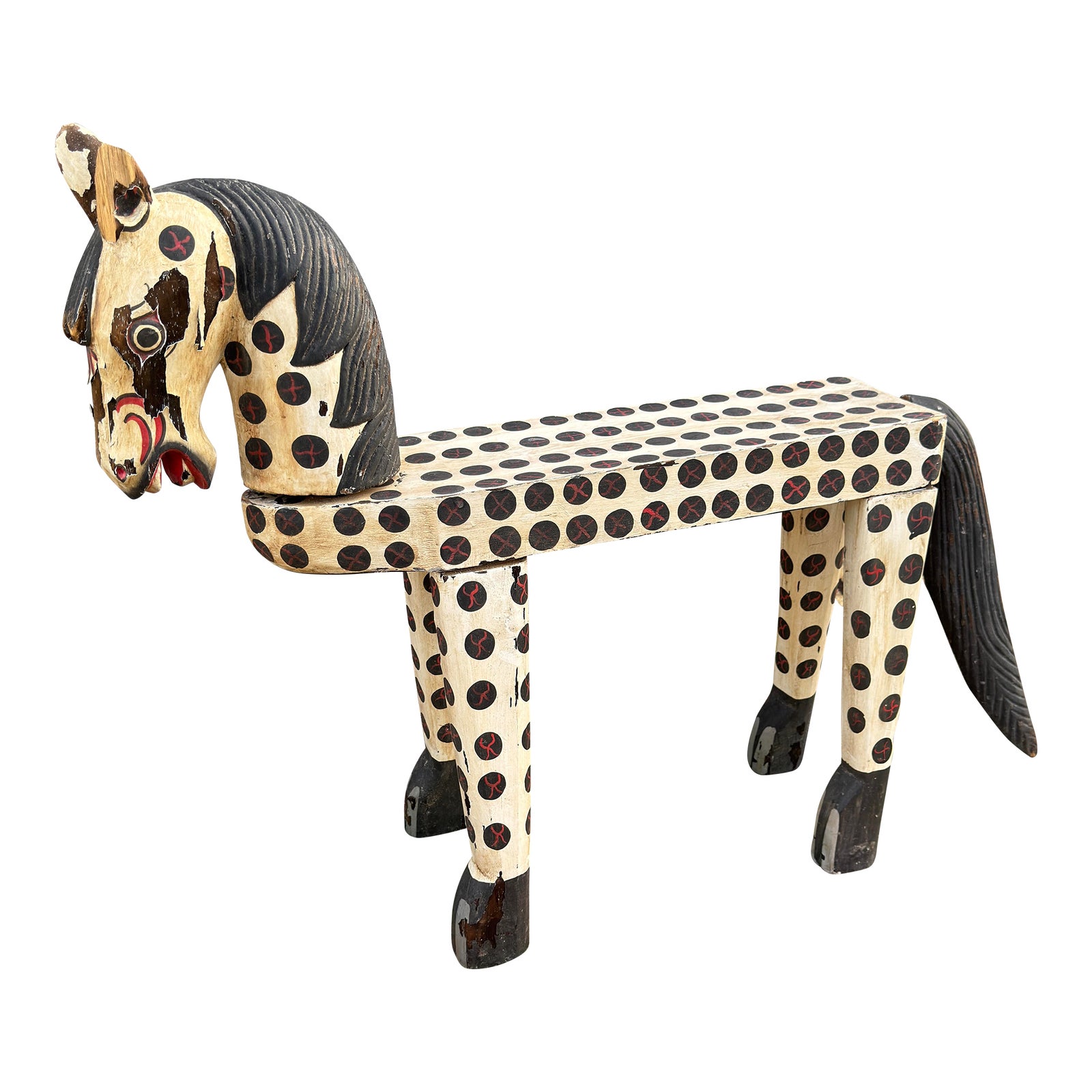 1990s Painted Wooden Zebra Stool | Chairish