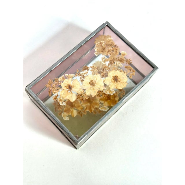 Vintage Handcrafted Stained Glass Keepsake Box With Pressed Flowers ...