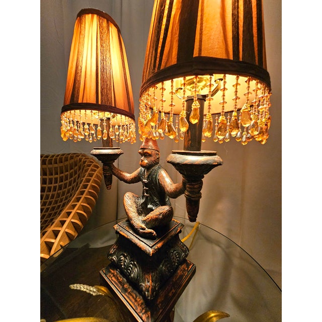 Vintage Late 20th Century Maitland Smith Attributed Bellhop Monkey Dual ...