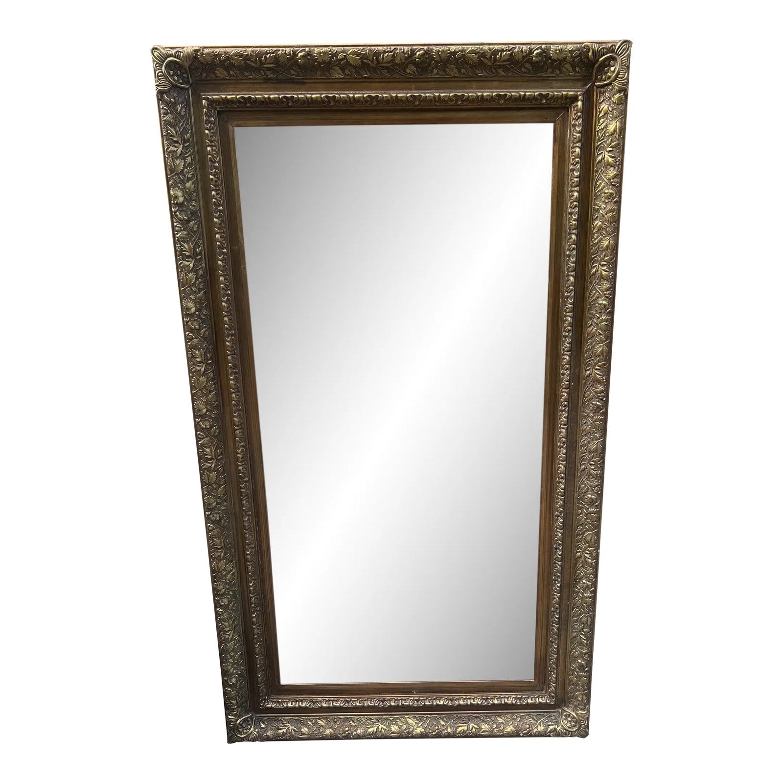 Late 19th Century Wooden Large Gilded Frame Leaf and Floral Details ...