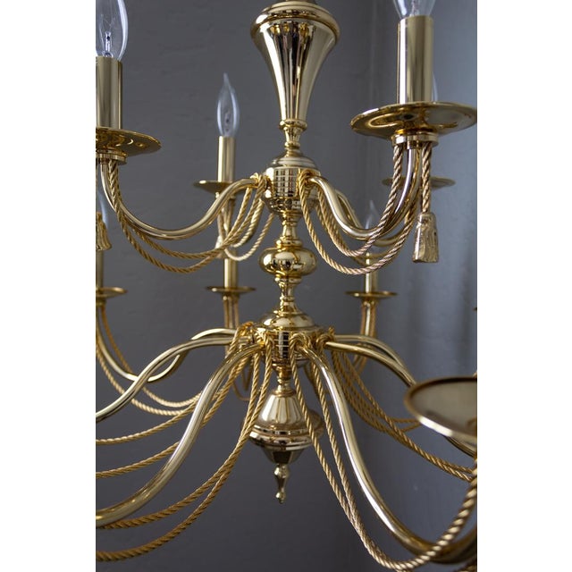 Brass Rope and Tassel Two Tier 12 Arm Chandelier | Chairish