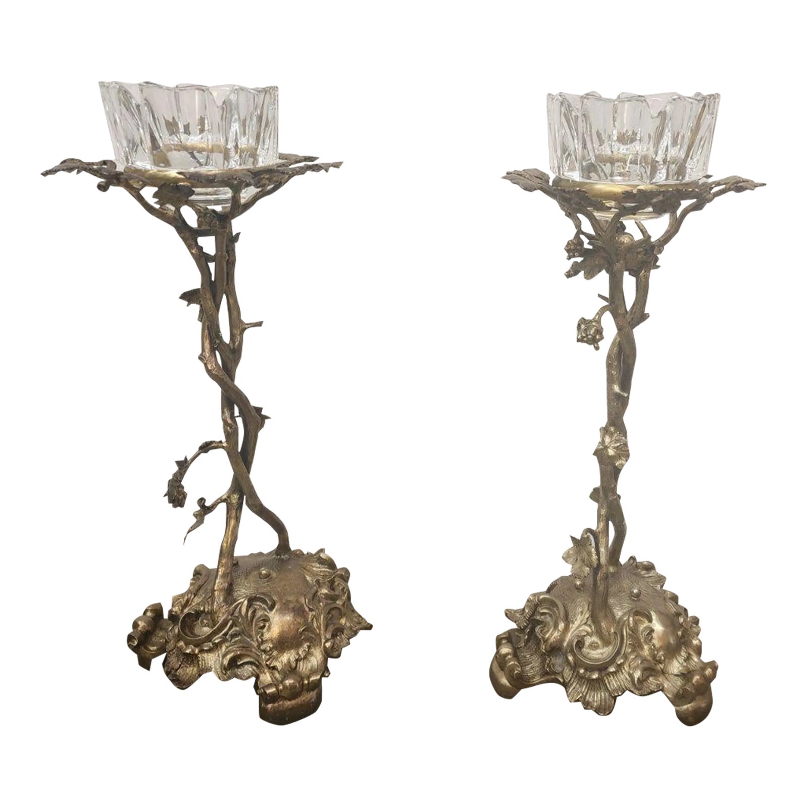 Pair of 19th Century French Gilded Candlesticks | Chairish