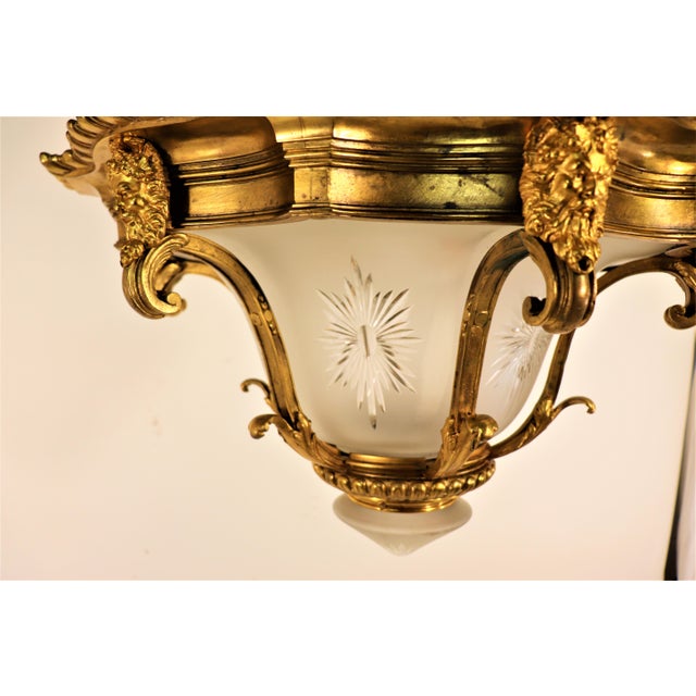 Circa 1900 Louis XVI Style Gilt Bronze Flush Mount With Etched Glass ...