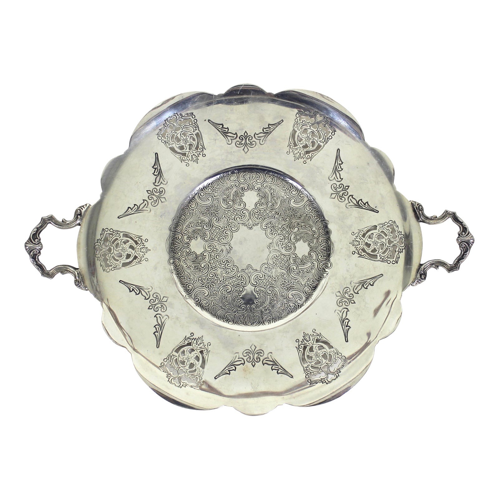 1960s Small Silver Plated Tray Trinket Dish Pierced Detail Scalloped ...