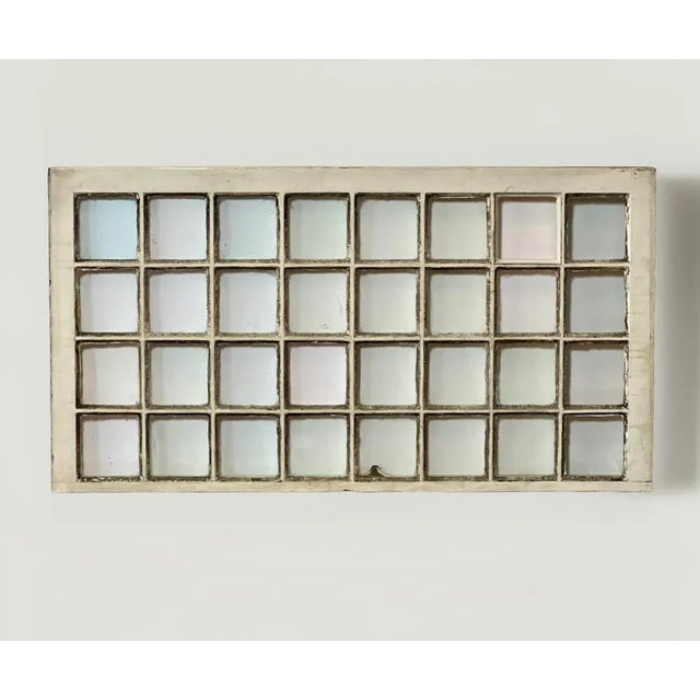 19th Century Large Rustic Painted Wood 32-Pane Window Sash With ...