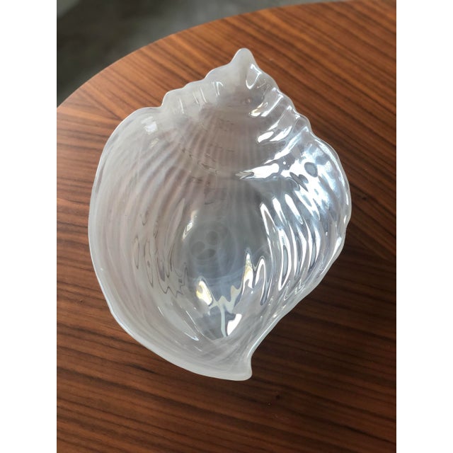 Vintage Opaline Spun Glass Seashell Dish | Chairish
