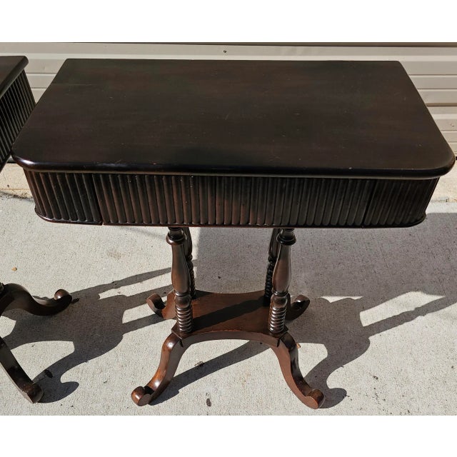 Late 19th Century Pair of Antique Four Pillar Base Single Drawer Fluted ...