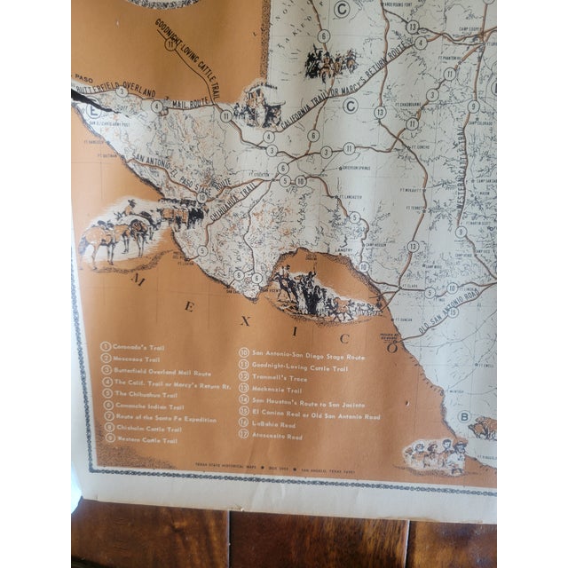 1960s Hoffman & Walker's Pictorial Historical Map of Texas | Chairish