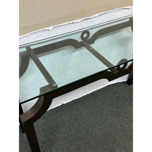 Custom Design Architectural Metal + Glass Console Table | Chairish