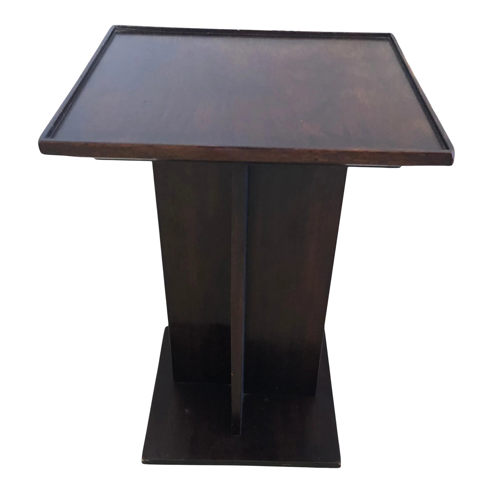 French Moderne Mahogany Small Square Drinks Side Table | Chairish