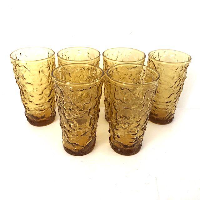 70s Milano Lido Anchor Hocking Amber Glass Tumblers Set Of 6 Chairish