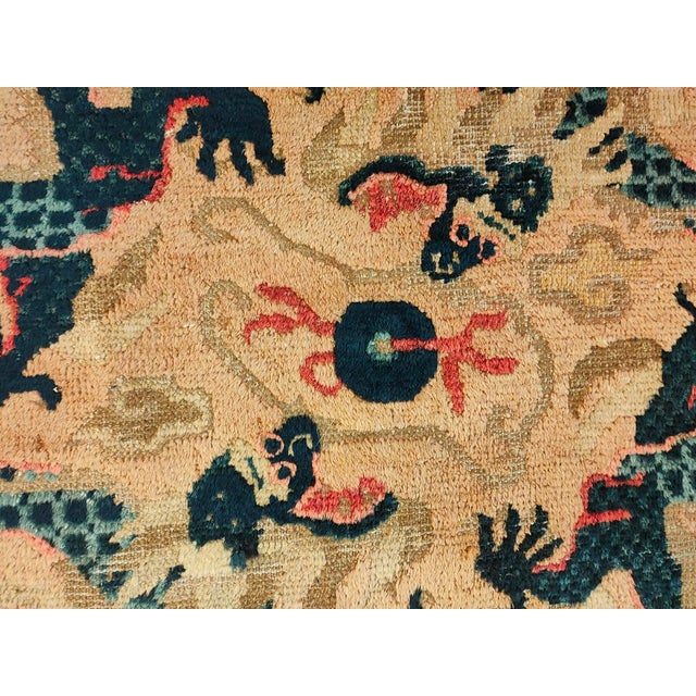 Late 19th Century Antique Chinese Ningxia Rug 4'0" X 4'0" | Chairish