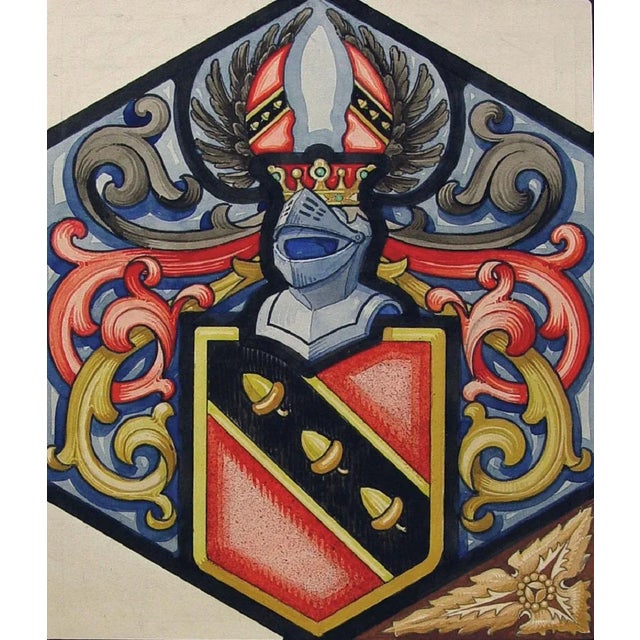 Vintage Loeblein Family Crest Painting by Oswald Fell | Chairish