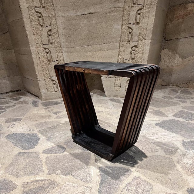 1940s Old Rustic Solid Mahogany Slat Table | Chairish