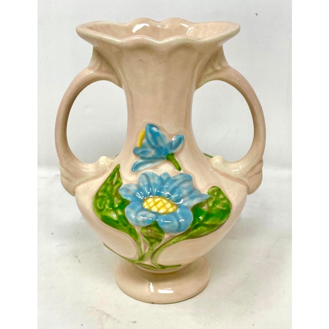 1930s Hull Art Pottery Vase in H-2 Blue Magnolia Pattern | Chairish