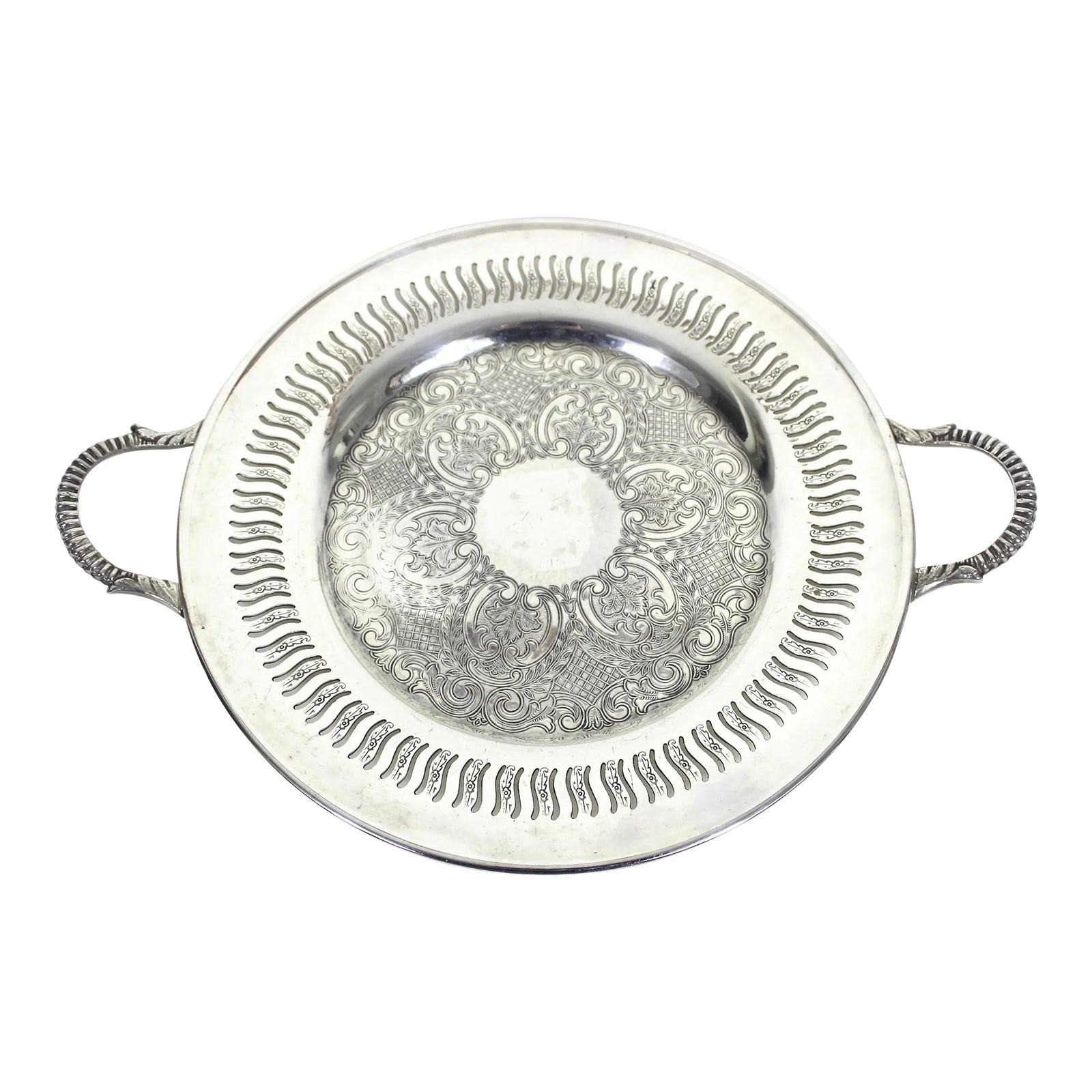 1960s Small Silver Plated Tray Trinket Dish With Pierced Detail and ...