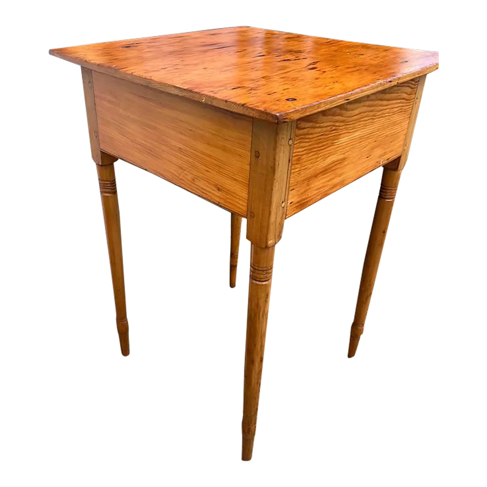 19th Century. Federal Style Antique Yellow Pine Side-Work Table | Chairish