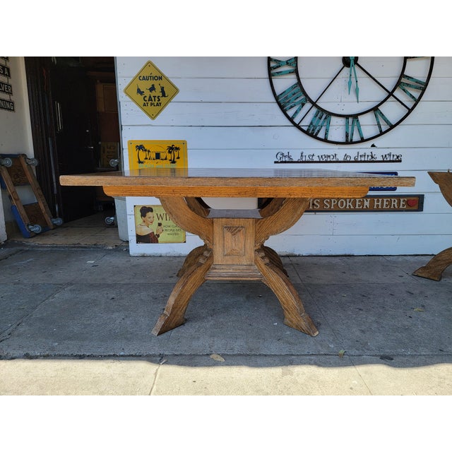 Long White Oak Wood Dining Table. | Chairish