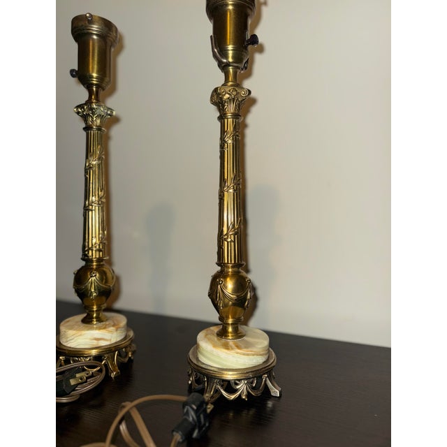 1950s Authentic Rembrandt Brass Table Lamps Ch02 With Marble Bases ...
