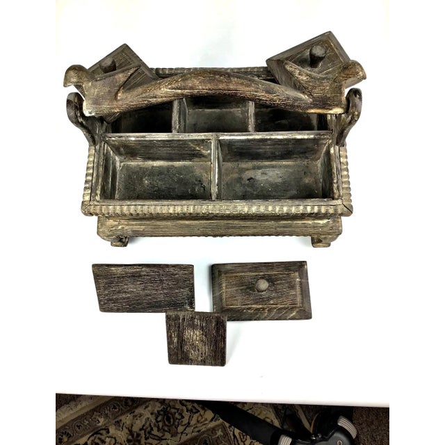 1900s Asian Hand Carved Wood Spice Box | Chairish