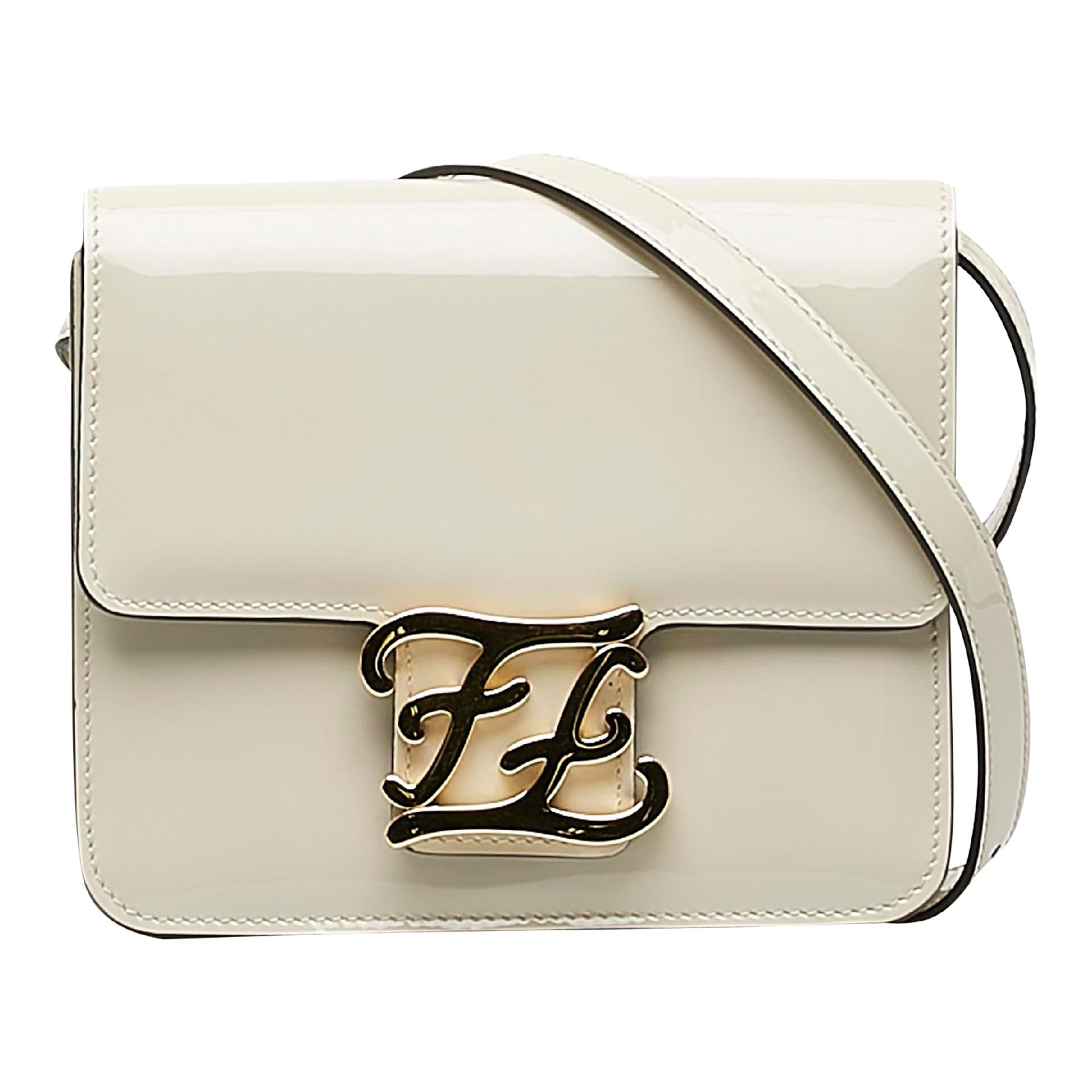 Fendi Patent Karligraphy Crossbody Bag | Chairish