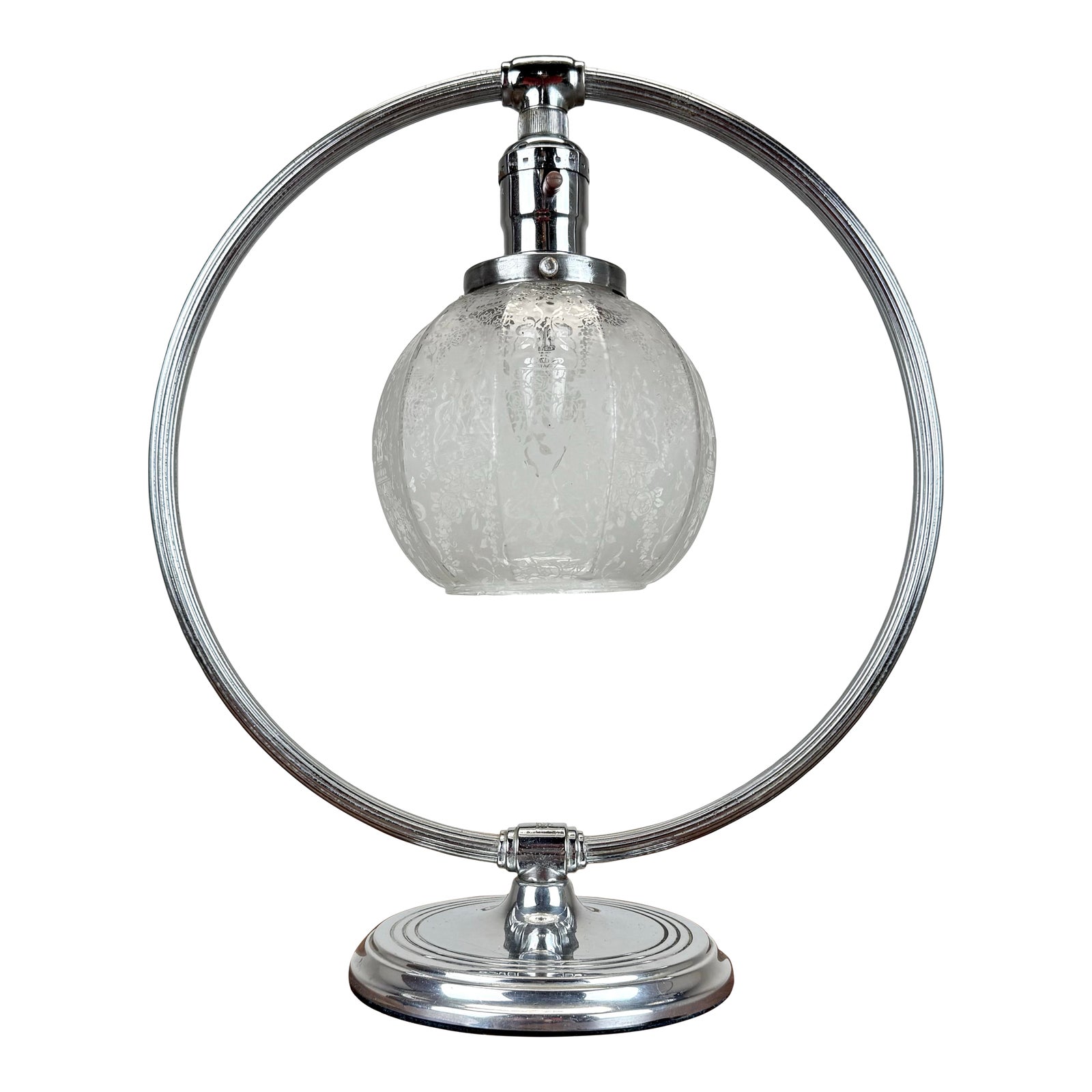 1930’s Art Deco Chrome Hoop Table Lamp by Chase | Chairish