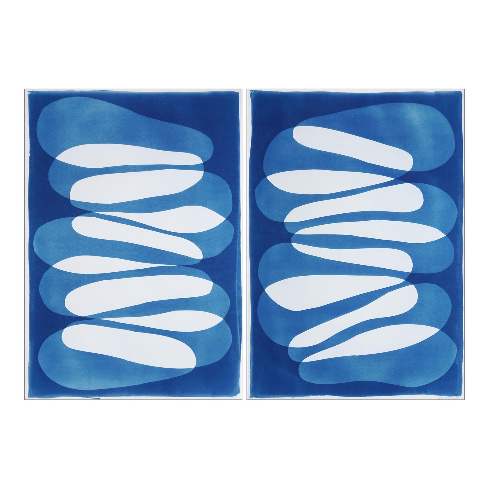 2025, Better Together, Post Minimalist Cyanotype Monotype Diptych ...