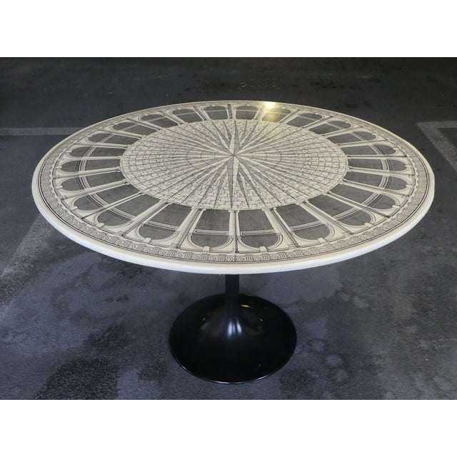 Neoclassical Fornasetti Black and White Coliseum Dining Table | Chairish