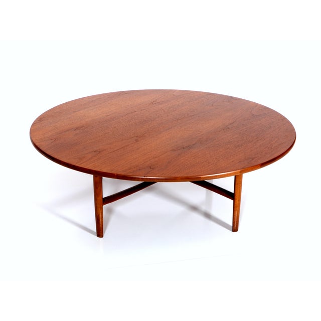 1960s Mid Century Modern Walnut Drexel Parallel Round Coffee Table by ...