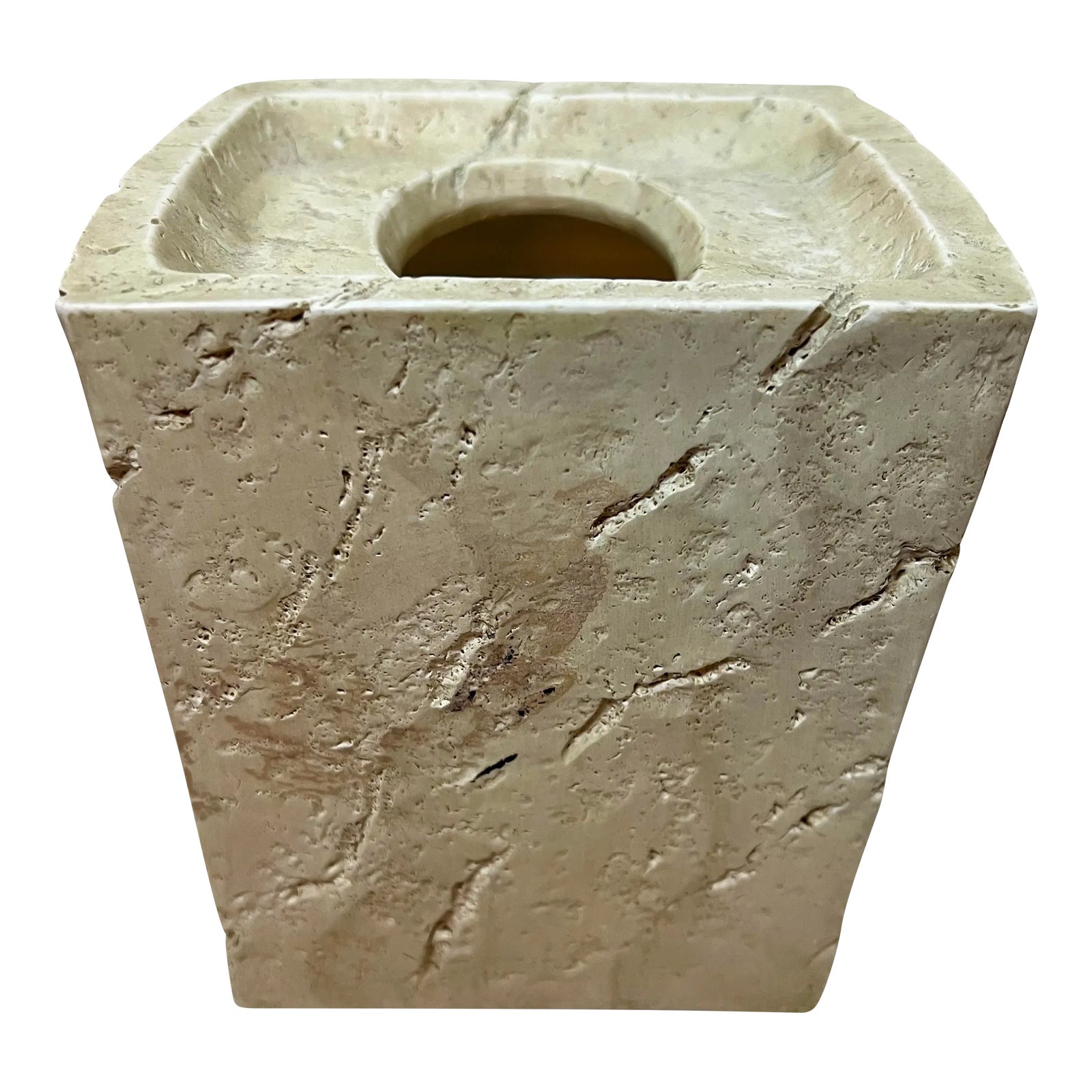 21th Century Faux Stone Tissue Box Cover | Chairish