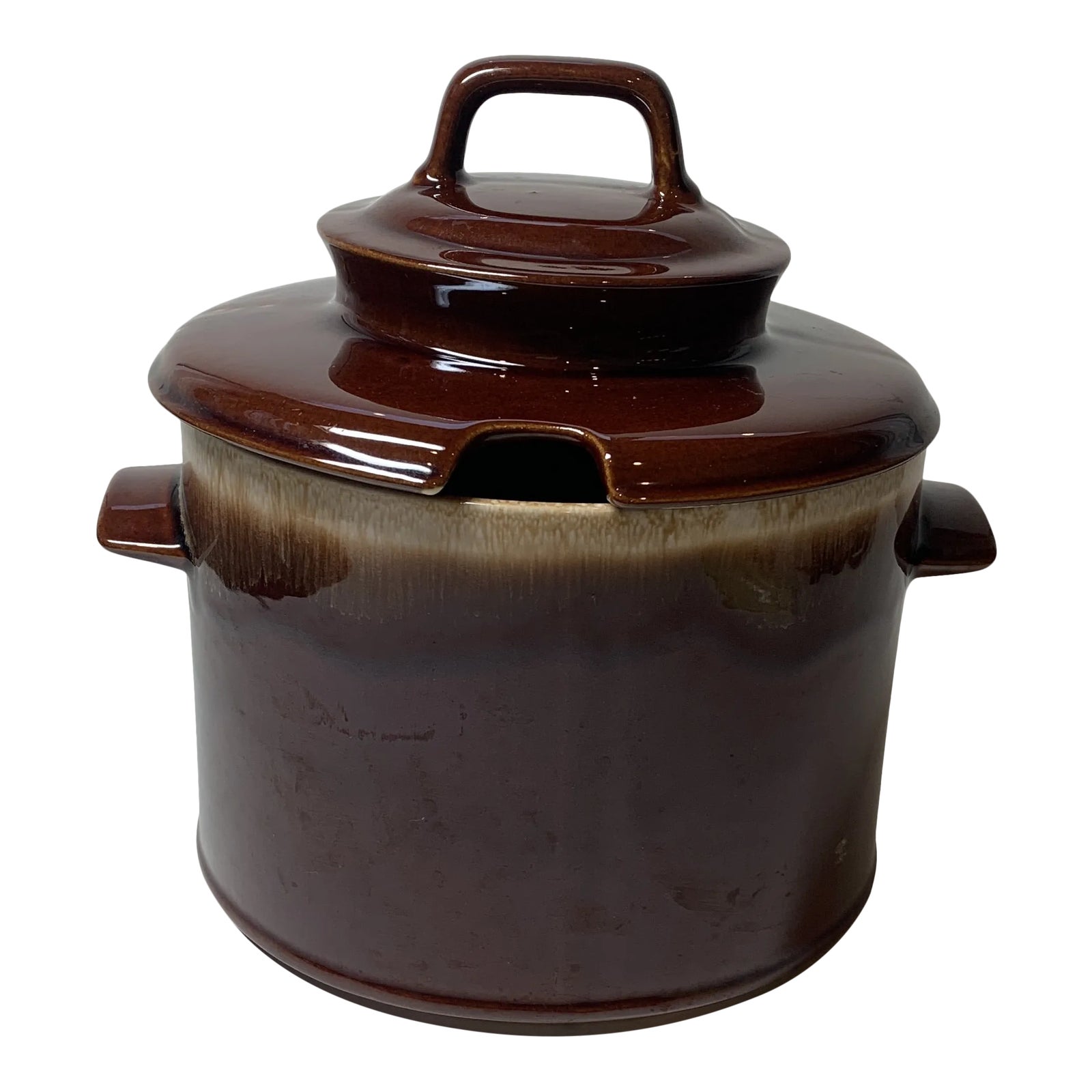 Vintage McCoy Brown Dripware Soup Tureen / Bean Pot With Lid | Chairish
