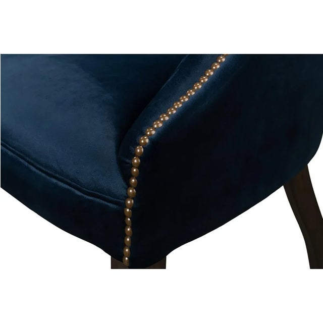 Contemporary Blue Velvet Accent Chair | Chairish