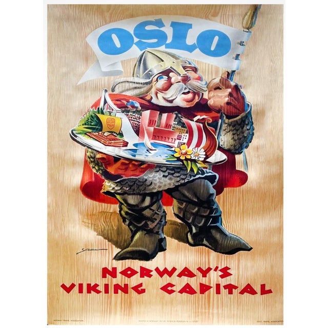 1957 Oslo Norways Viking Capital Poster | Chairish