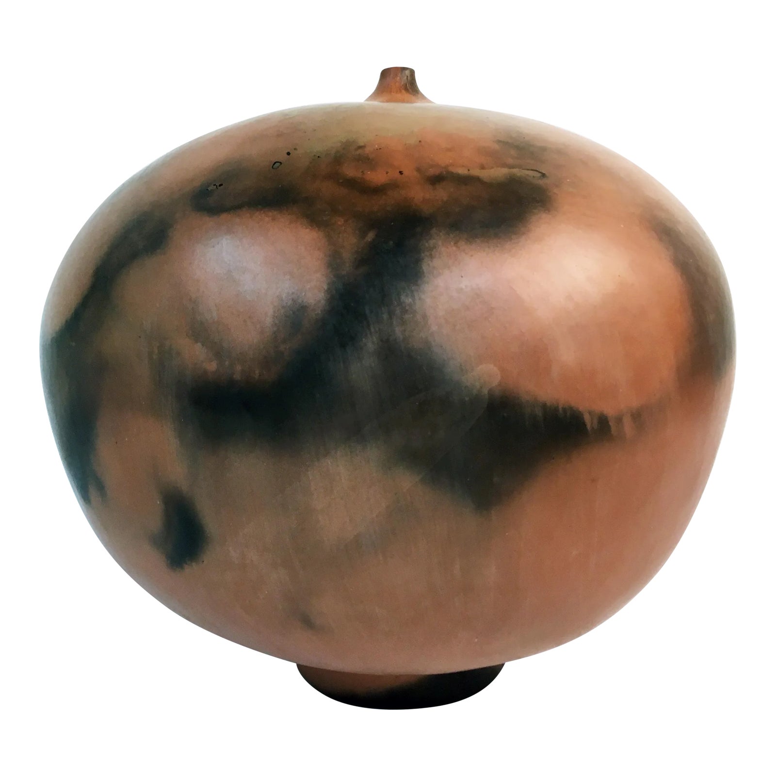 Pit Fired Raku Round Seed Vase by Sook | Chairish