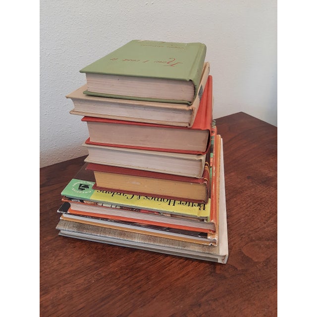 Vintage Warm Colors Cookbook Stack Kitchen Library Book | Chairish