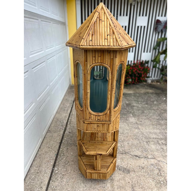 1980s Vintage Split Bamboo Tiki Fish Tank or Terrarium | Chairish