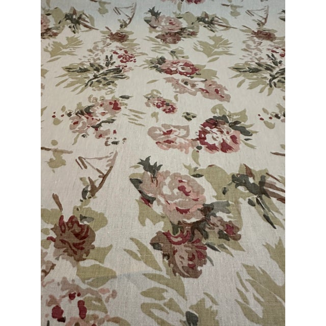 Penny Morrison Fabric Hand Printed Pink Petal 3 Yards | Chairish