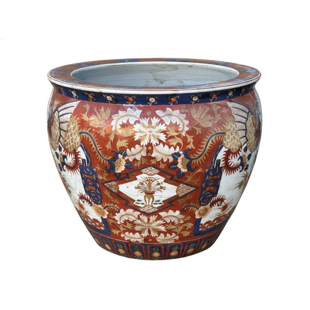 Oriental Vintage Porcelain Red Copper Color Phoenix Graphic Pot Planter ...