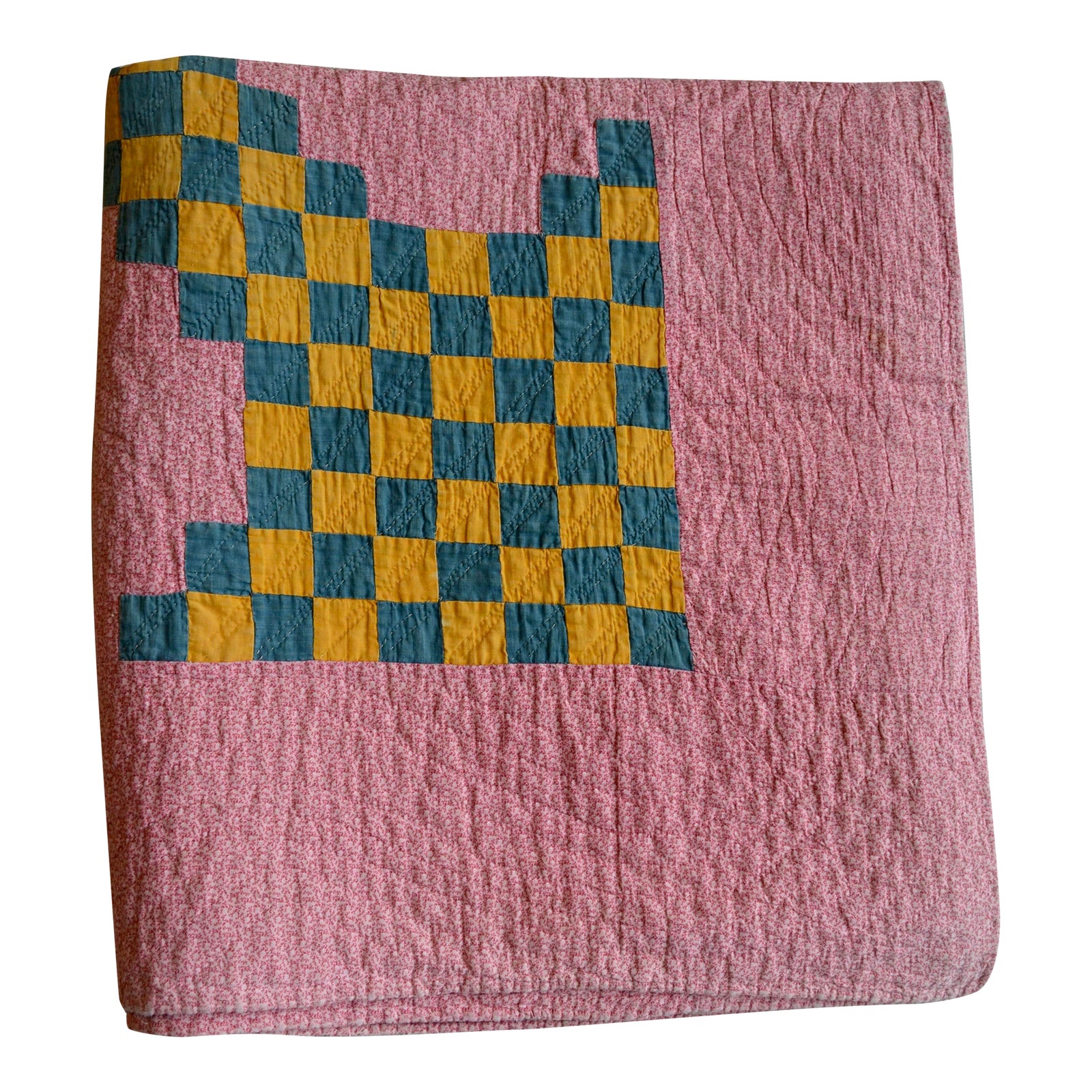 1900s Hand-Stitched Triple Irish Chain Quilt | Chairish
