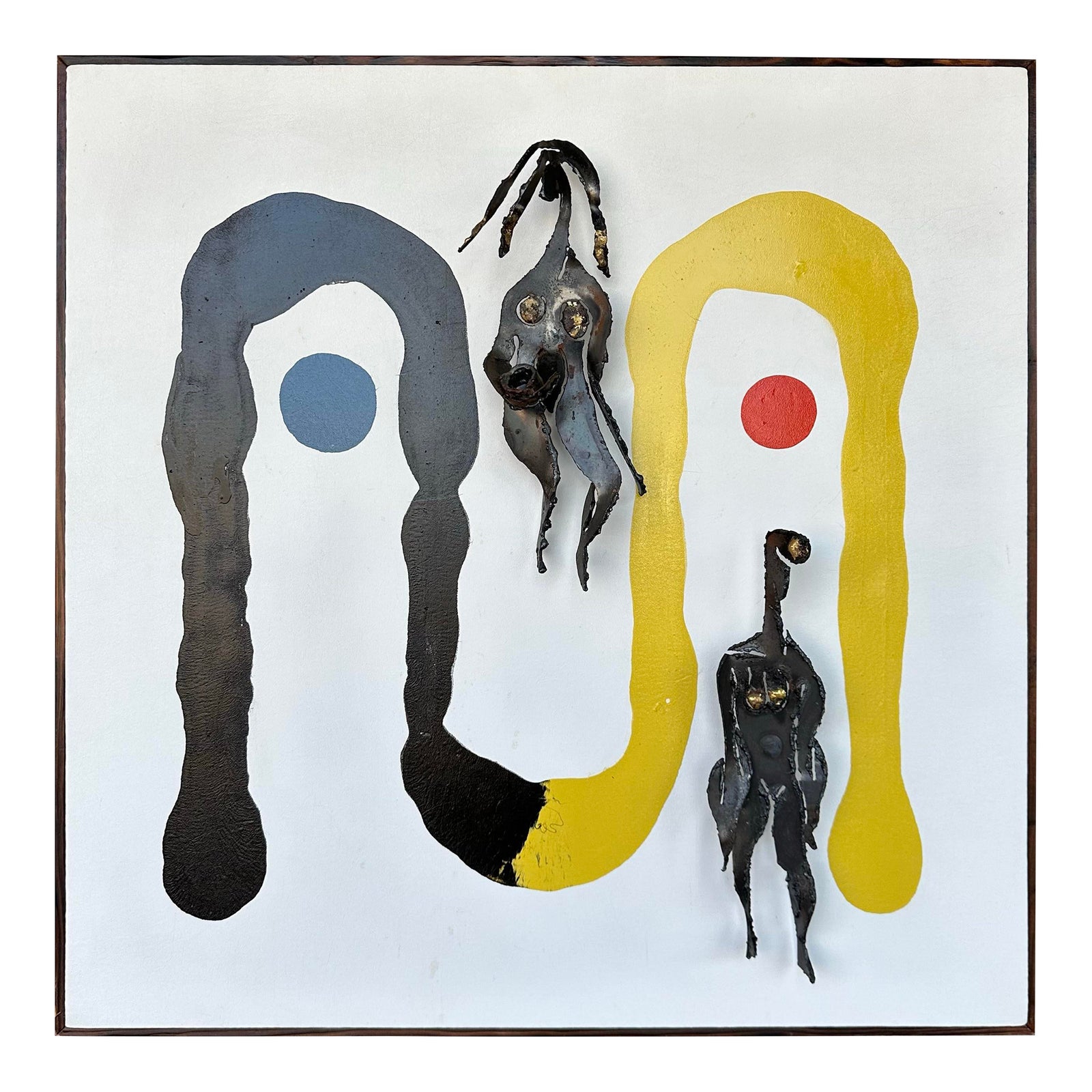 Abstract Miro Style Multimedia Painting in a Witco Frame | Chairish