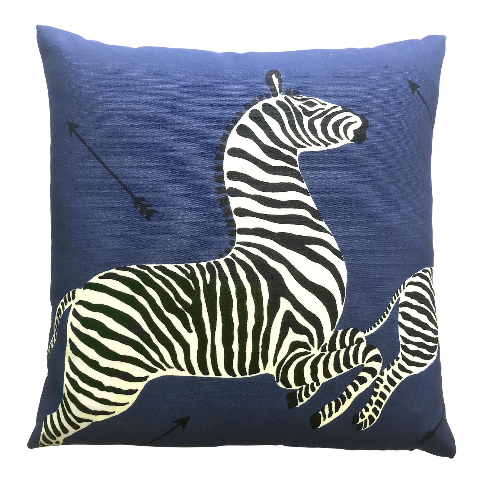 The House of Scalamandré Zebras Outdoor Pillow, Denim | Chairish